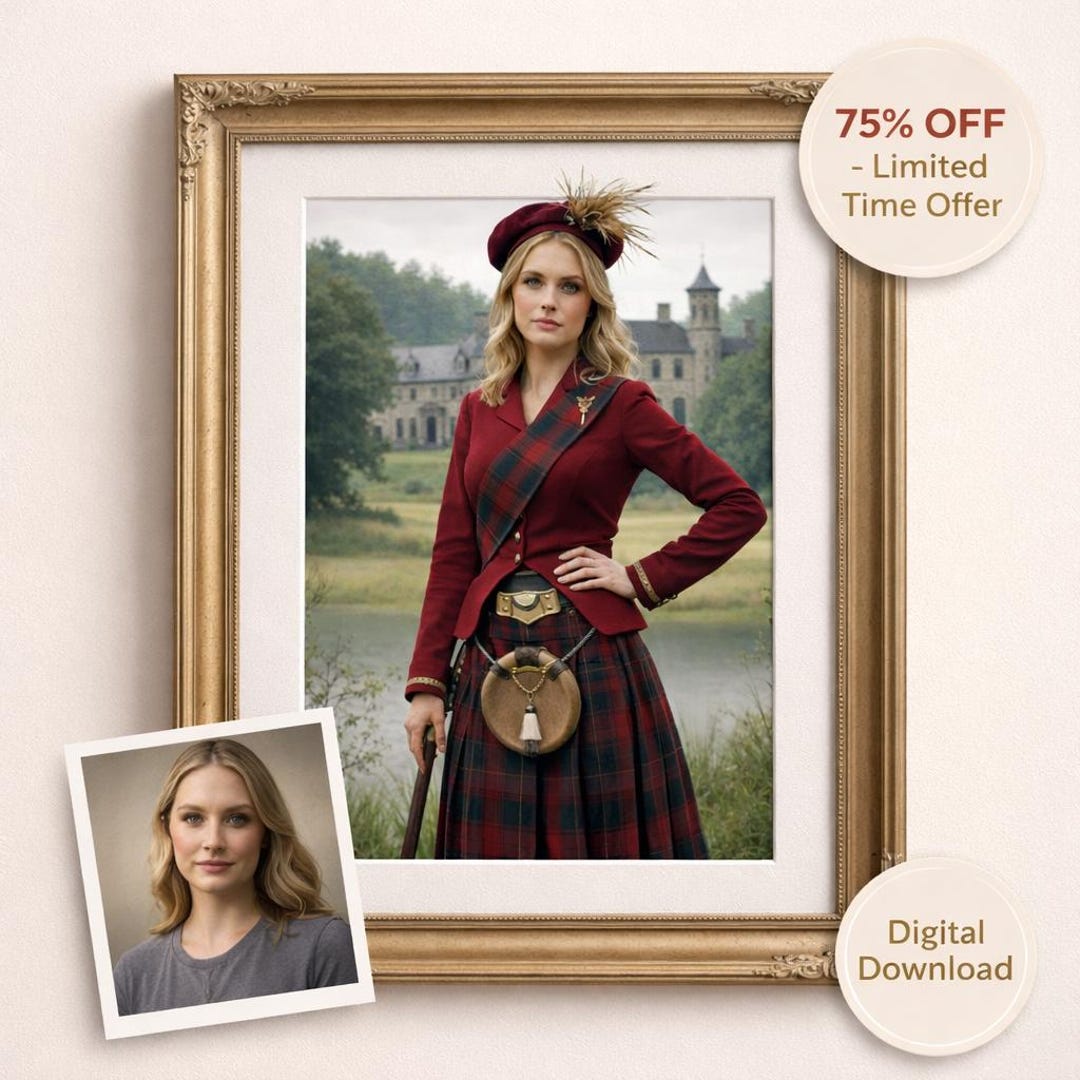 Custom Scottish Woman Portrait From Photo, Highlander Art (digital ...