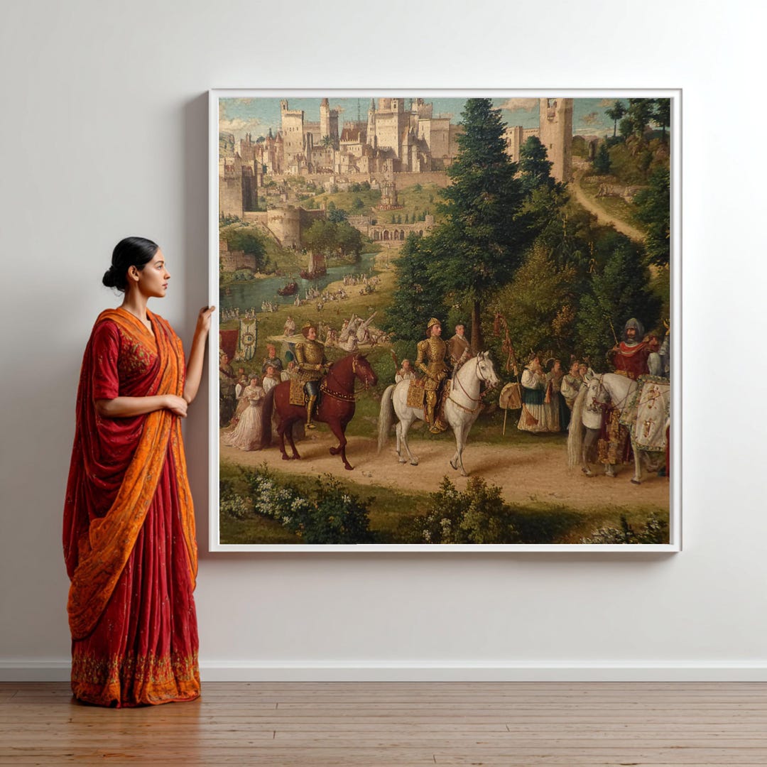 Medieval Knights Procession Canvas Wall Art, Historical Castle ...