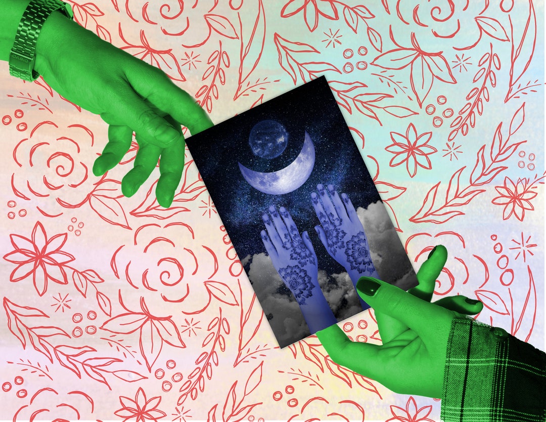 Yarikh Canaanite Moon God Photo Composite Postcard. Small Art Print. Prayer Card. Goddess. Pagan ...