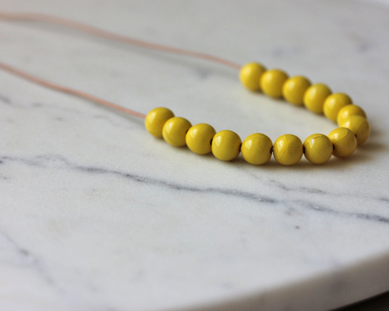 Handmade Ceramic Necklace, Yellow Beaded Necklace - Etsy