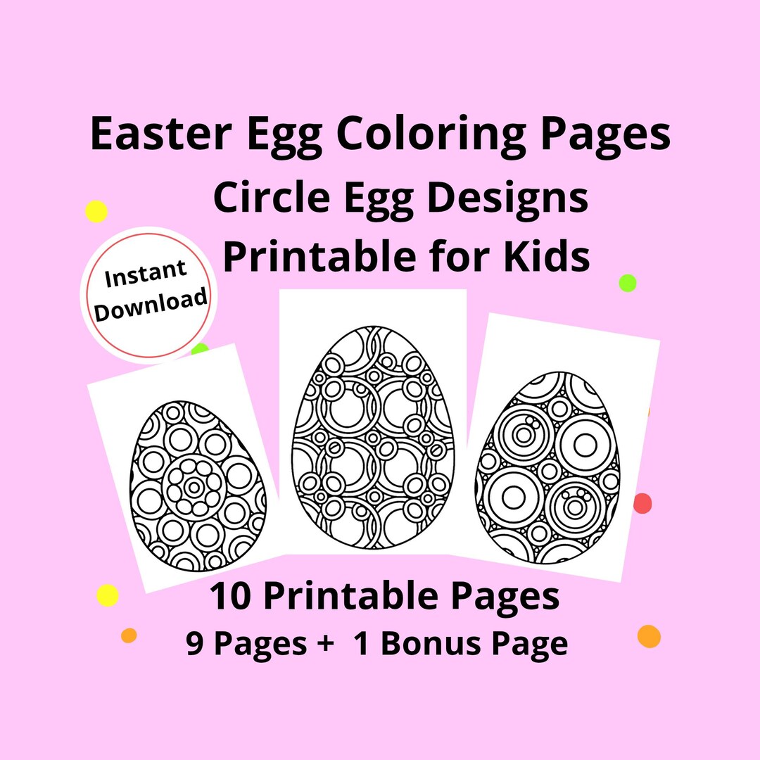 Easter Egg Coloring Pages | Circle Geometric Designs Printable (instant ...