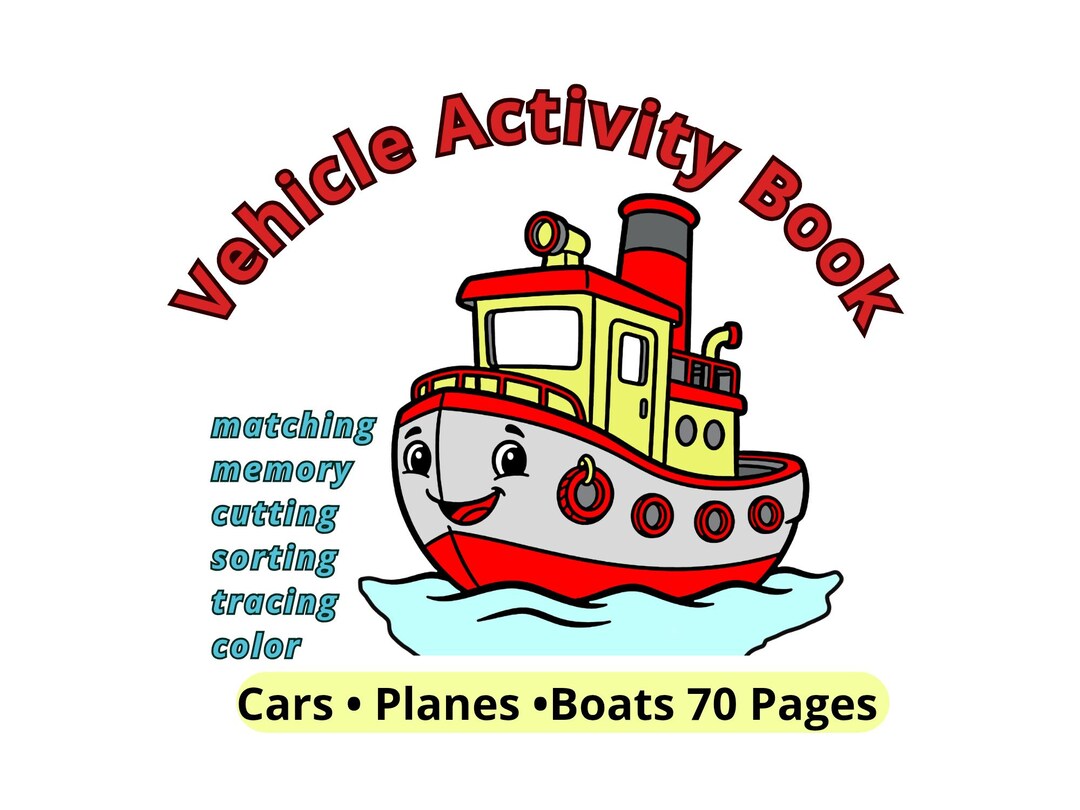 Vehicle Activity Book Printable, Preschool Worksheets Cars Planes Boats ...