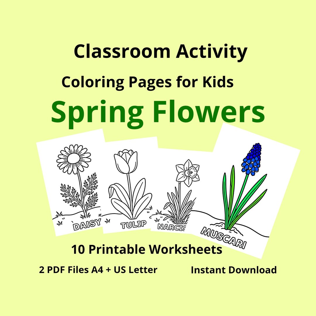 Spring Flowers Coloring Pages Classroom Activity Printable Worksheets ...