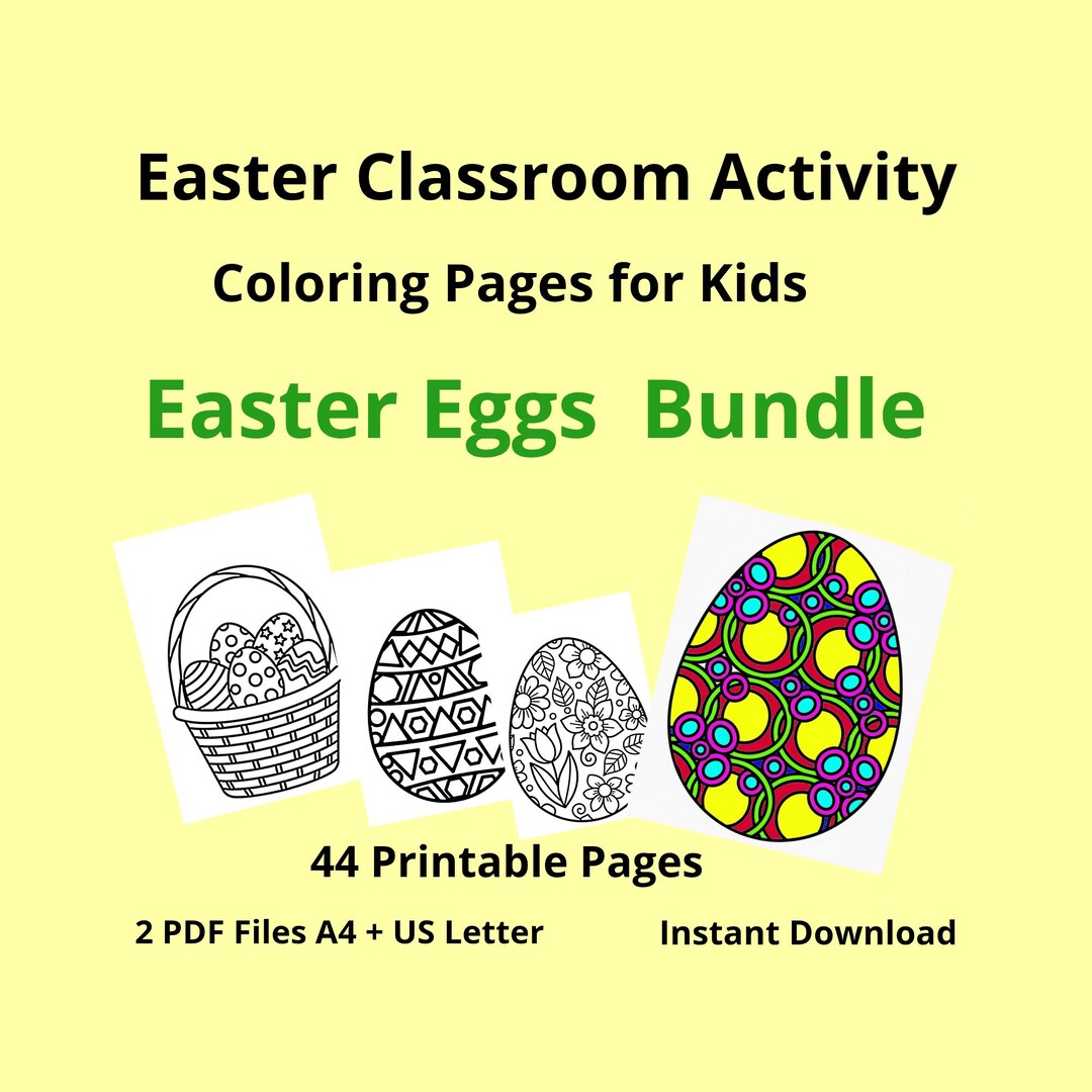 Easter Coloring Pages Bundle Eggs for Kids Classroom Activity Printable ...