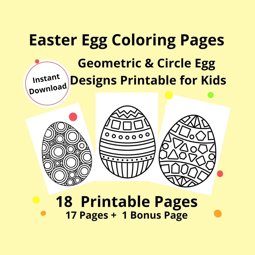 Geometric Easter Egg Coloring Pages Printable With Circle Patterns ...