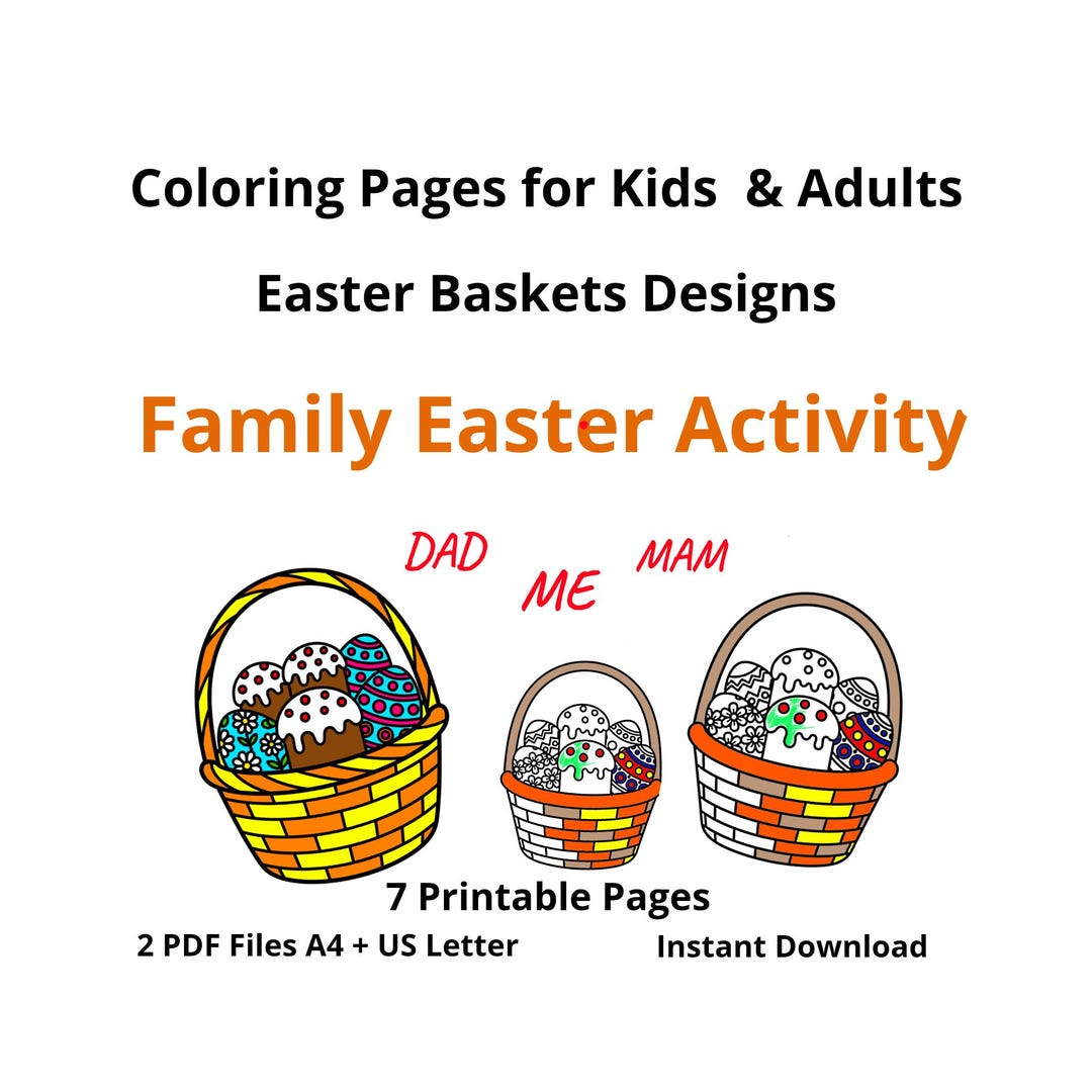 Easter Basket Coloring Pages Eggs Kids Family Activity Printable Fun ...