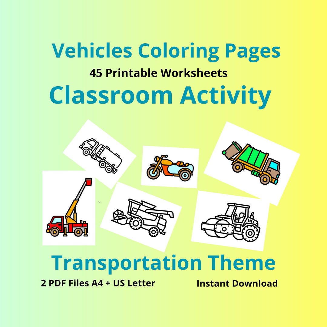 Vehicles Coloring Pages Classroom Activity Worksheets Transportation ...
