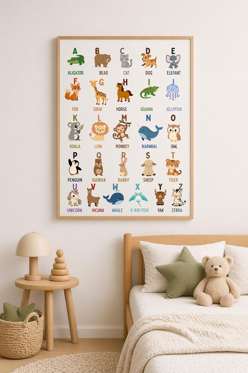 Animal Alphabet Poster Printable | ABC Nursery Wall Art | Kids Learning ...