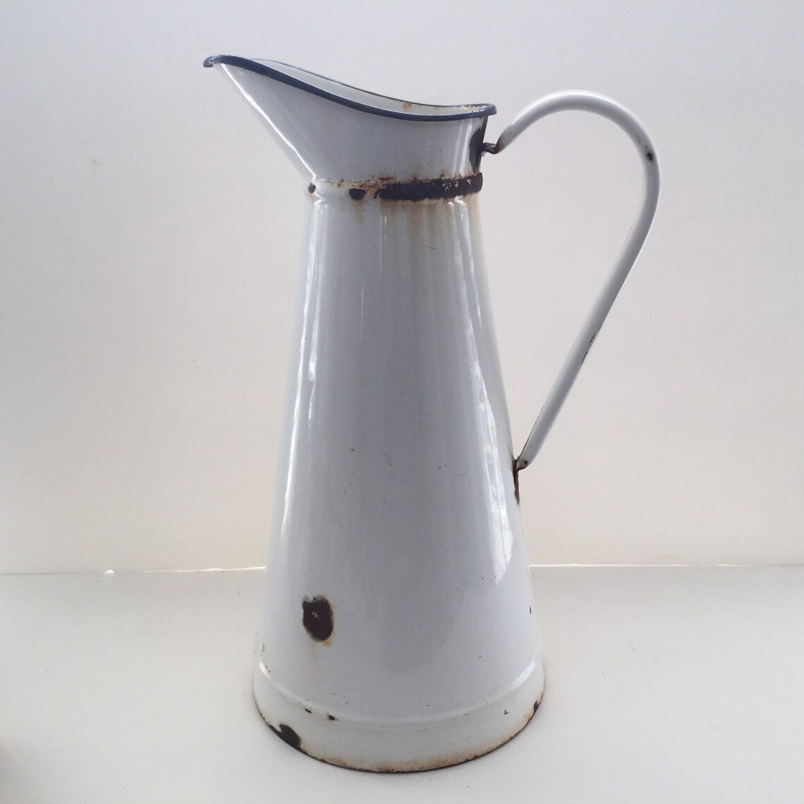 French Vintage Enamel Jug | Etsy