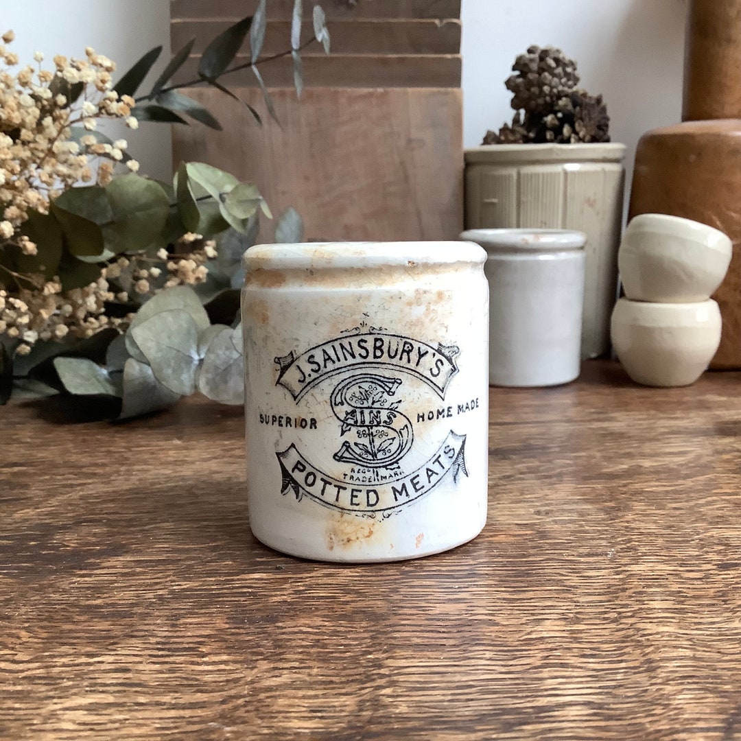 Antique J. Sainsburys Potted Meat Pot - Etsy