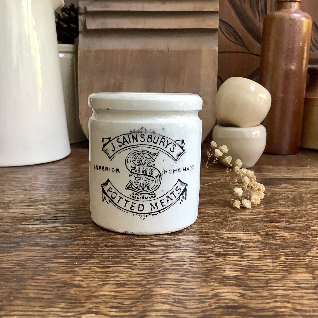 Antique J. Sainsburys Potted Meat Pot - Etsy