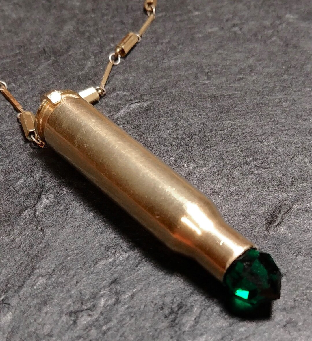 Shell Casing With Vintage Rhinestone and Vintage Chain - Etsy