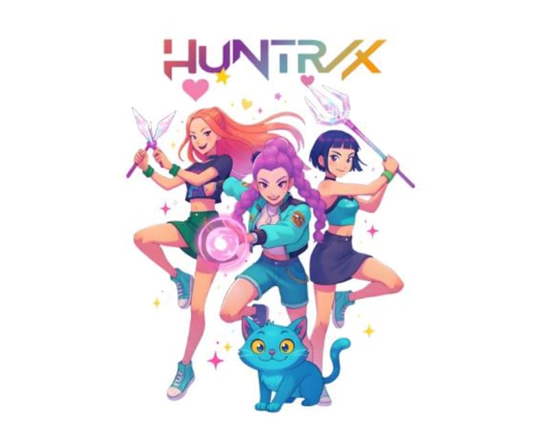 Huntrix Kpop Demon Hunters Shirt Design, Saja Boys Girls Bands PNG ...
