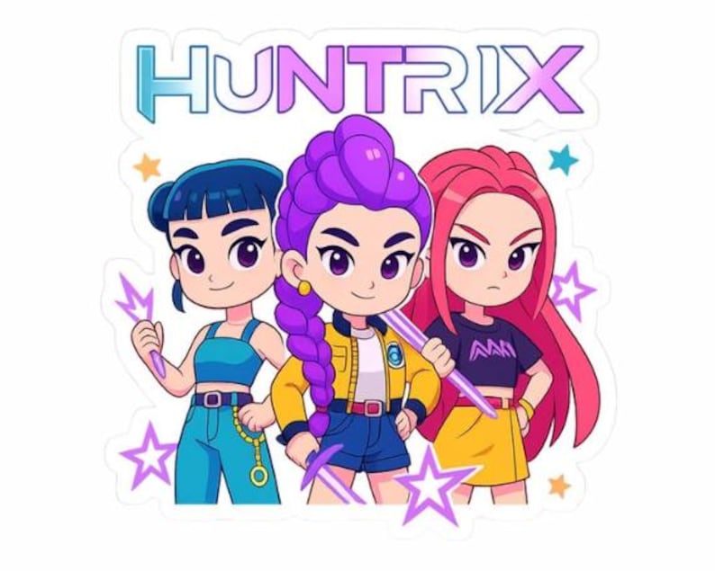 Huntrix Kpop Demon Hunters Shirt Design, Saja Boys Girls Bands PNG ...