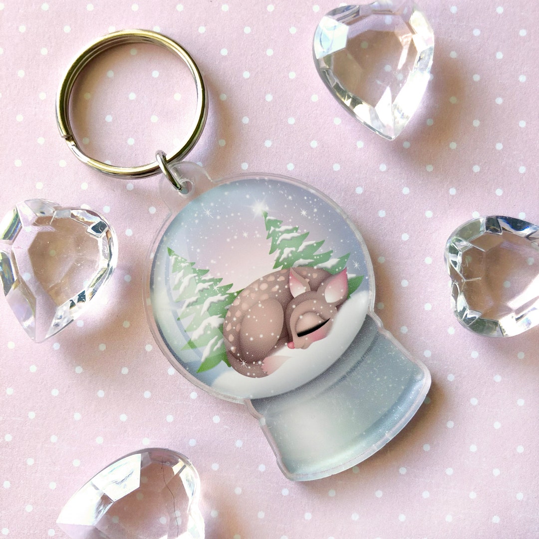 2 Inches Acrylic Key Chain, Charm, Snow Globe one Sided - Etsy