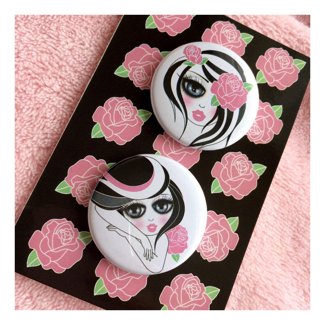 1.5 Pinback Button Pack With My Digital Illustration 2 Buttons - Etsy