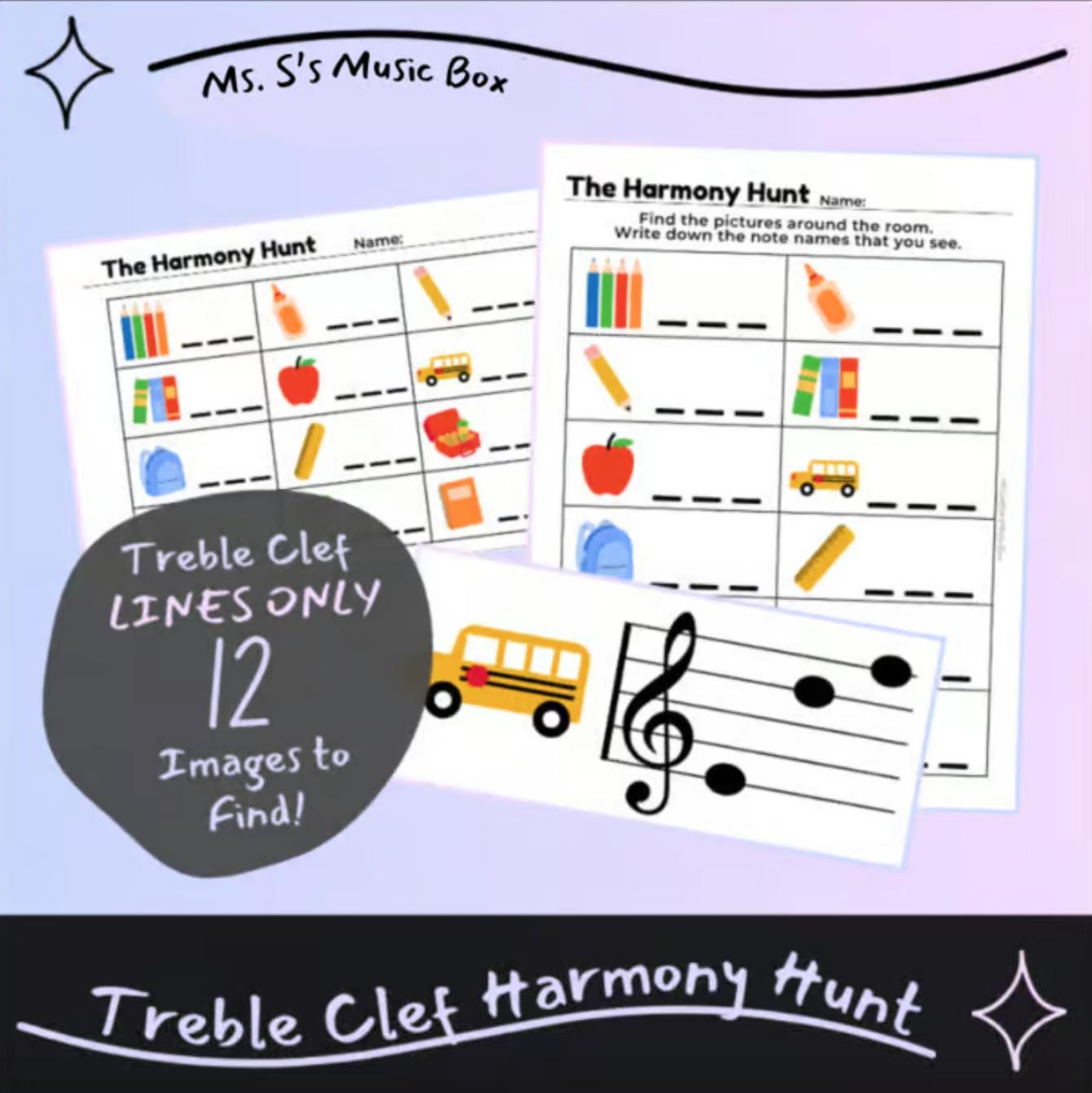 Harmony Hunt: Treble Clef LINES ONLY Scavenger Hunt - Etsy