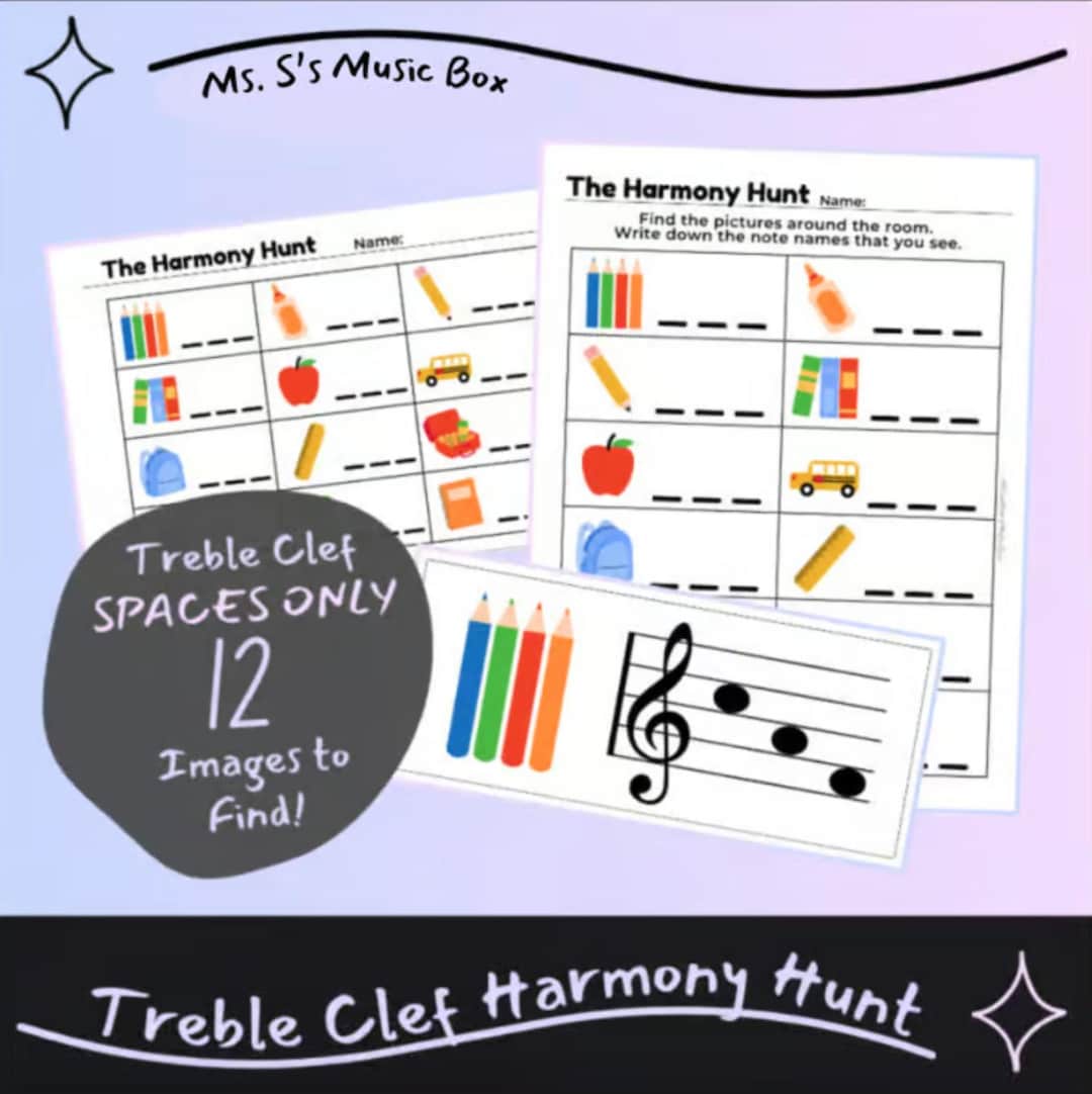 Harmony Hunt: Treble Clef SPACES ONLY Scavenger Hunt - Etsy