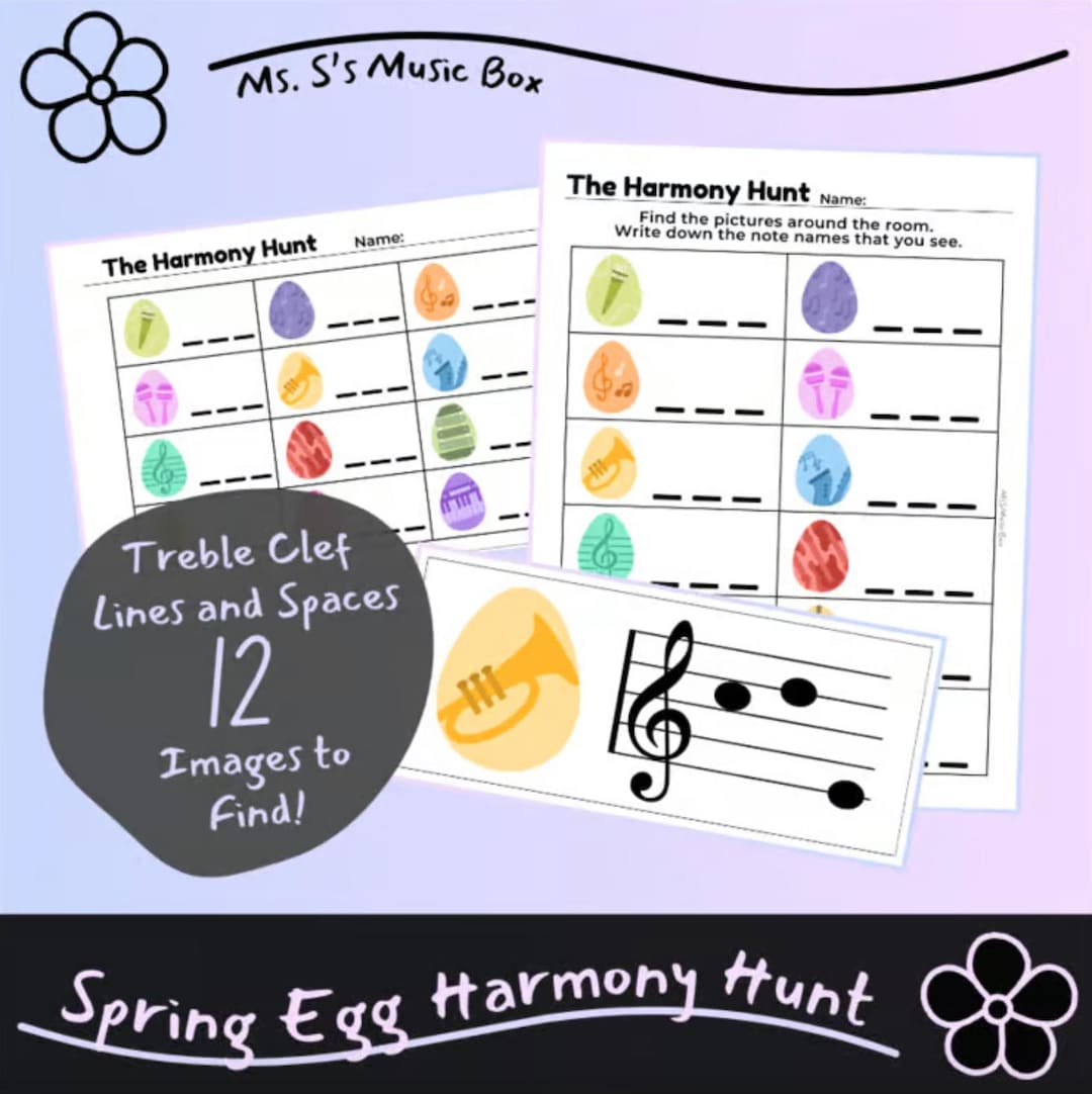 Spring Egg Harmony Hunt: Treble Clef Lines and Spaces Scavenger Hunt - Etsy