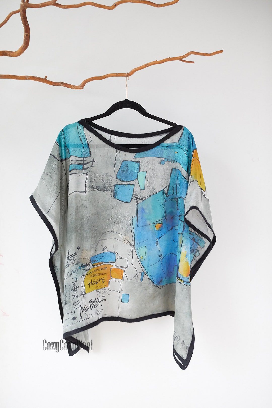 Artistic Silk Kaftan Painterly Silk Tunic Art to Wear Tunic Gift for ...