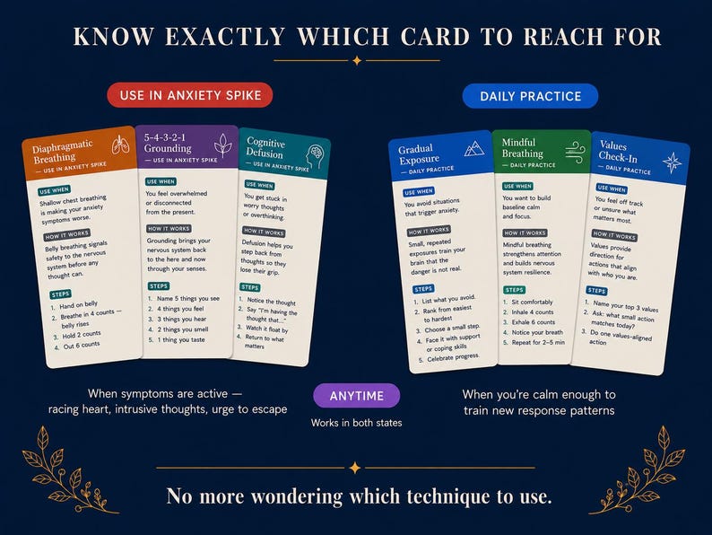 Anxiety Coping Skills Flash Cards: CBT, ACT Therapy Tools (printable ...