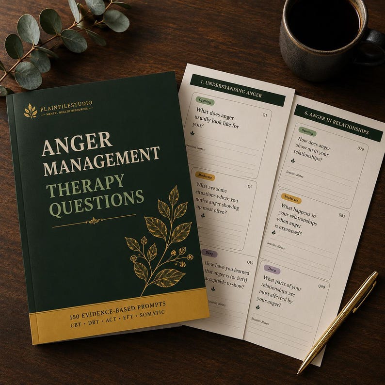 150 Anger Management Therapy Questions PDF, CBT Therapy Prompts, Mental ...