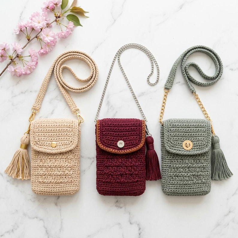 Crochet Pattern Crossbody Phone Purse, LISBON Cell Phone Bag Crochet ...