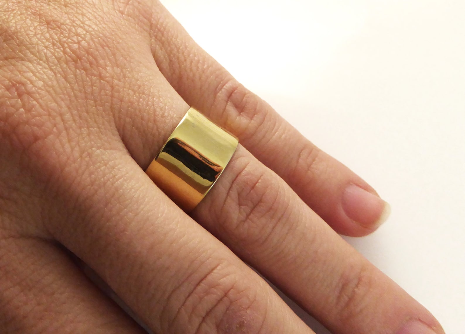 Women Gold Wedding Ring .14k Gold Wide Band Wide Rounded - Etsy