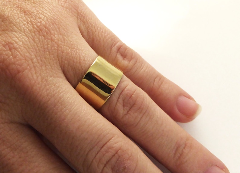 Women Gold Wedding Ring .14k Gold Wide Band Wide Rounded - Etsy