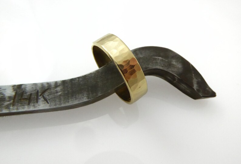 Hammered Gold Wedding Ring. Men Wedding Band 1mm/5.5mm. - Etsy