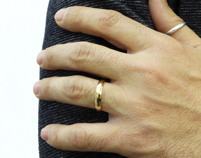 Wedding Ring. 14k Yellow Gold. 4mm Wedding Band.men Wedding | Etsy