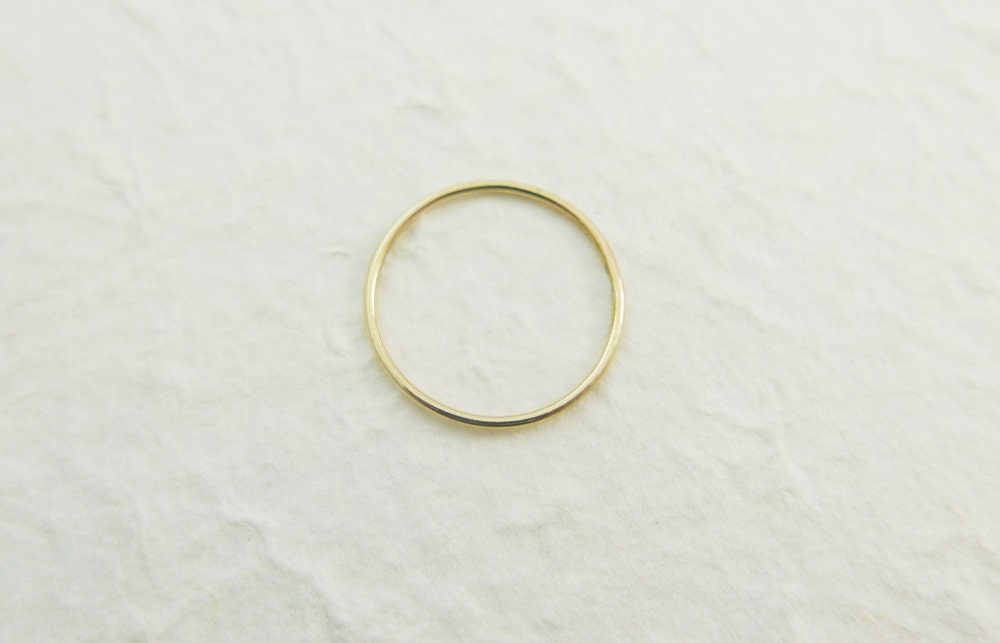 Super thin gold 14k ring. Round Minimal Gold Ring. stacking | Etsy