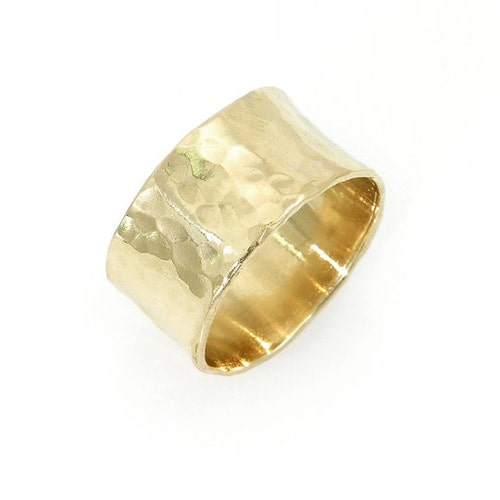 Extra Wide Gold Hammered Band - Etsy