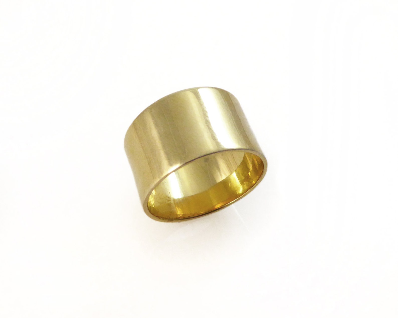 Women Gold Wedding Ring .14k Gold Wide Band Wide Rounded - Etsy