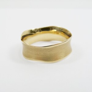 14K Wavy Wedding Ring. Matte Wedding Band. Yellow Gold Wedding Band ...