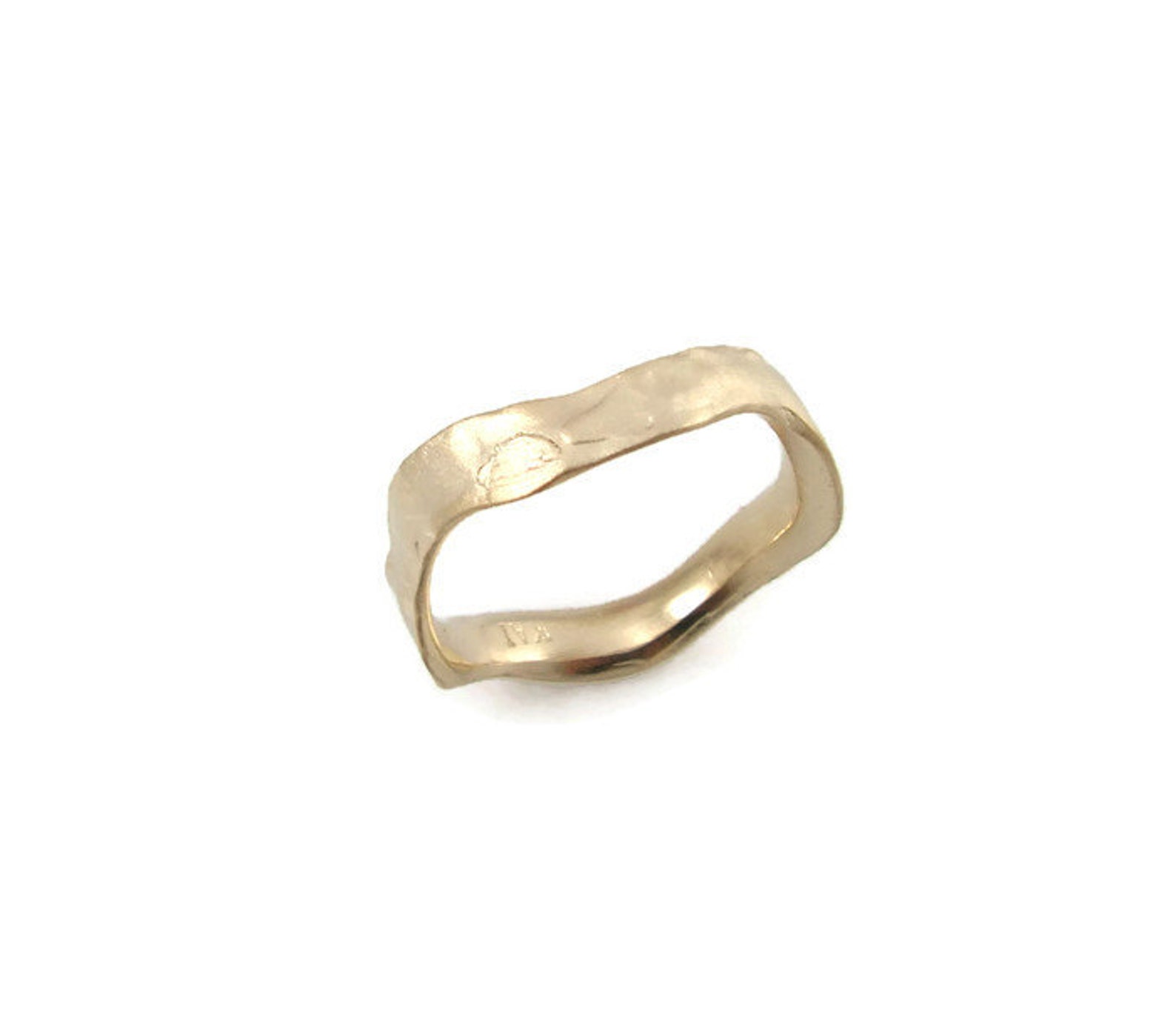 Wavy Gold Ring. 4.5mm Width Wedding Band 14k Yellow Gold . - Etsy