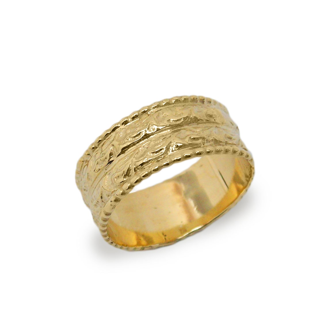 Double Moroccan Wedding Ring. Floral Wedding Ring. 14k Yellow Gold ...