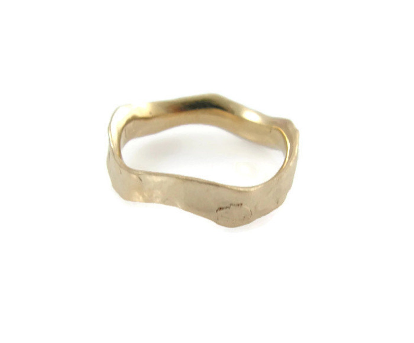 Wavy Gold Ring. 4.5mm Width Wedding Band 14k Yellow Gold . - Etsy