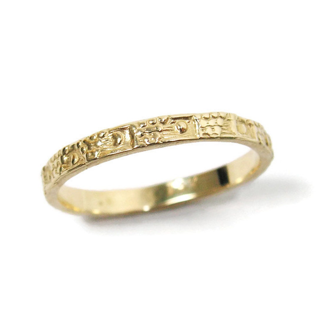 Moroccan Wedding Ring. Yellow Gold Ring. Tribal Wedding Band. Delicate ...