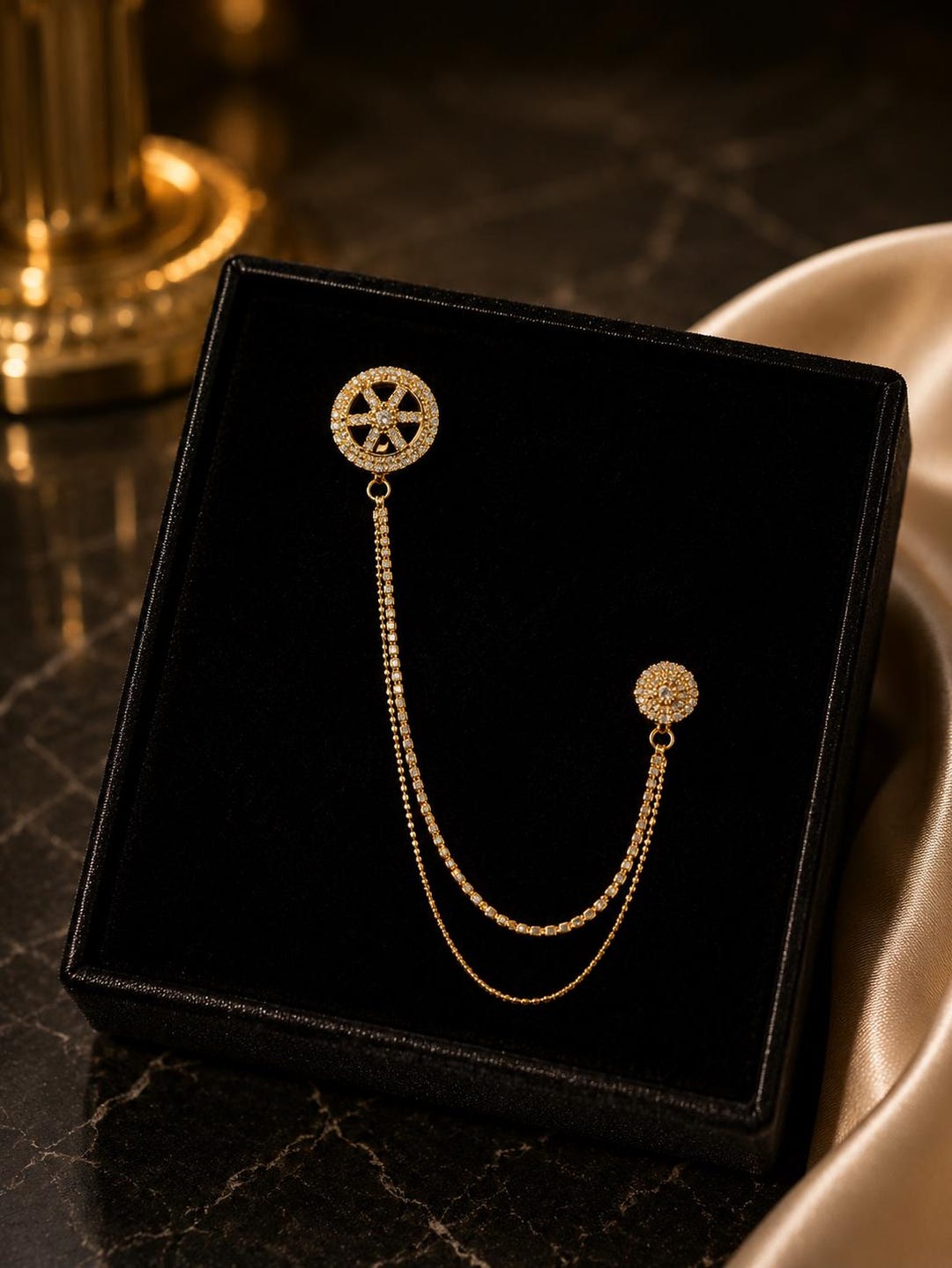 Royal Gold Star Brooch Chain for Men Suit Wedding Sherwani Lapel Pin - Etsy