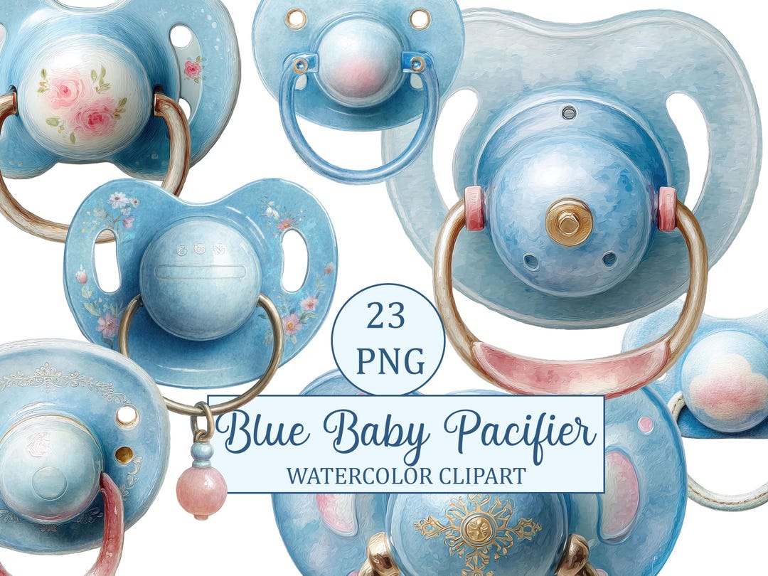 Blue Baby Pacifier Clipart, Watercolor Dummy PNG, Baby Boy Shower ...