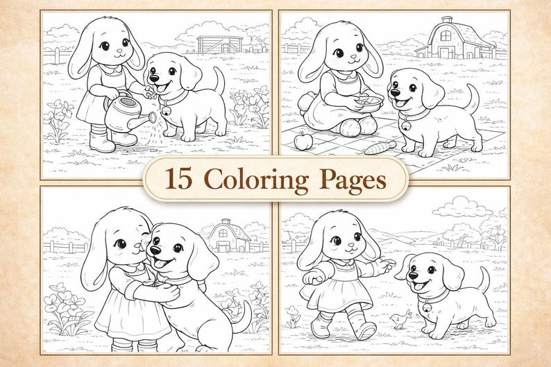Dora & Coco Farm Coloring Book | 15 Kawaii Printable Pages (digital ...