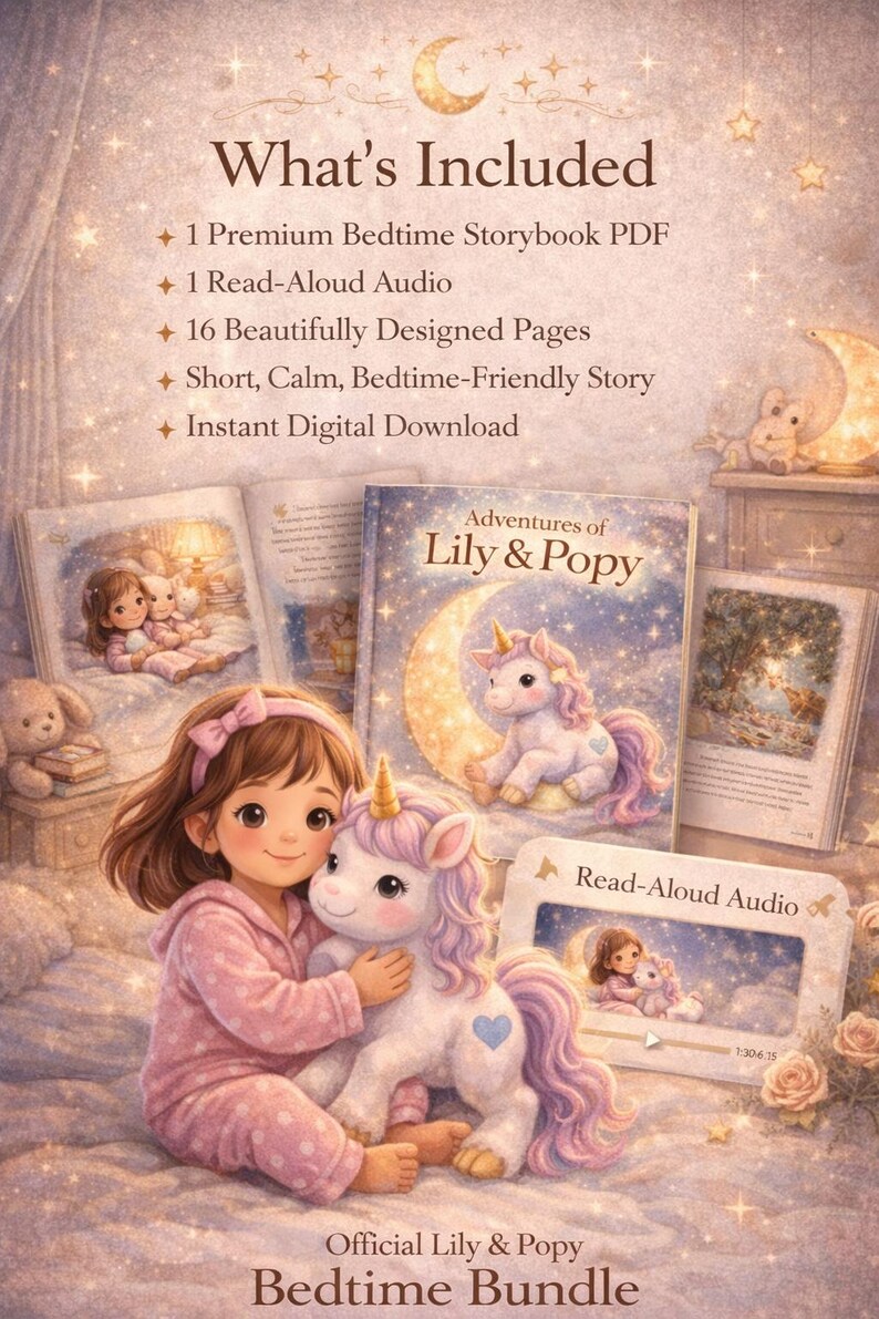 Lily & Popy Bedtime Story Bundle, Printable PDF, Read Aloud Audio ...