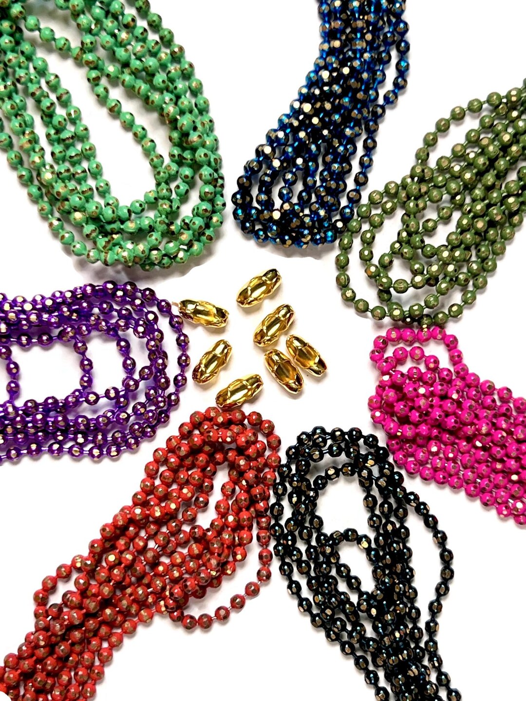 3 Yards, Small Ball Chain in Colors With Connectors - Etsy