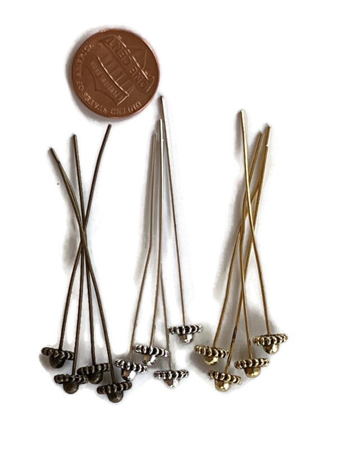 12 Fancy Tip Head Pins Bronze - Etsy