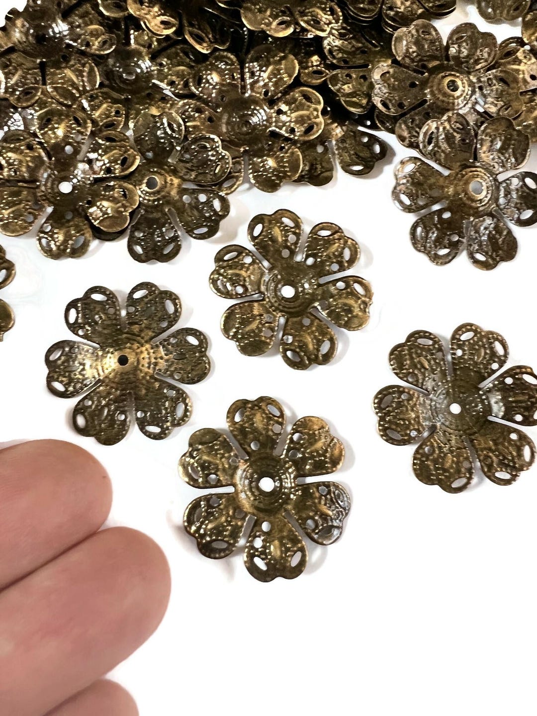 40, Bronze Filigree Large Bead Cap 25mm - Etsy