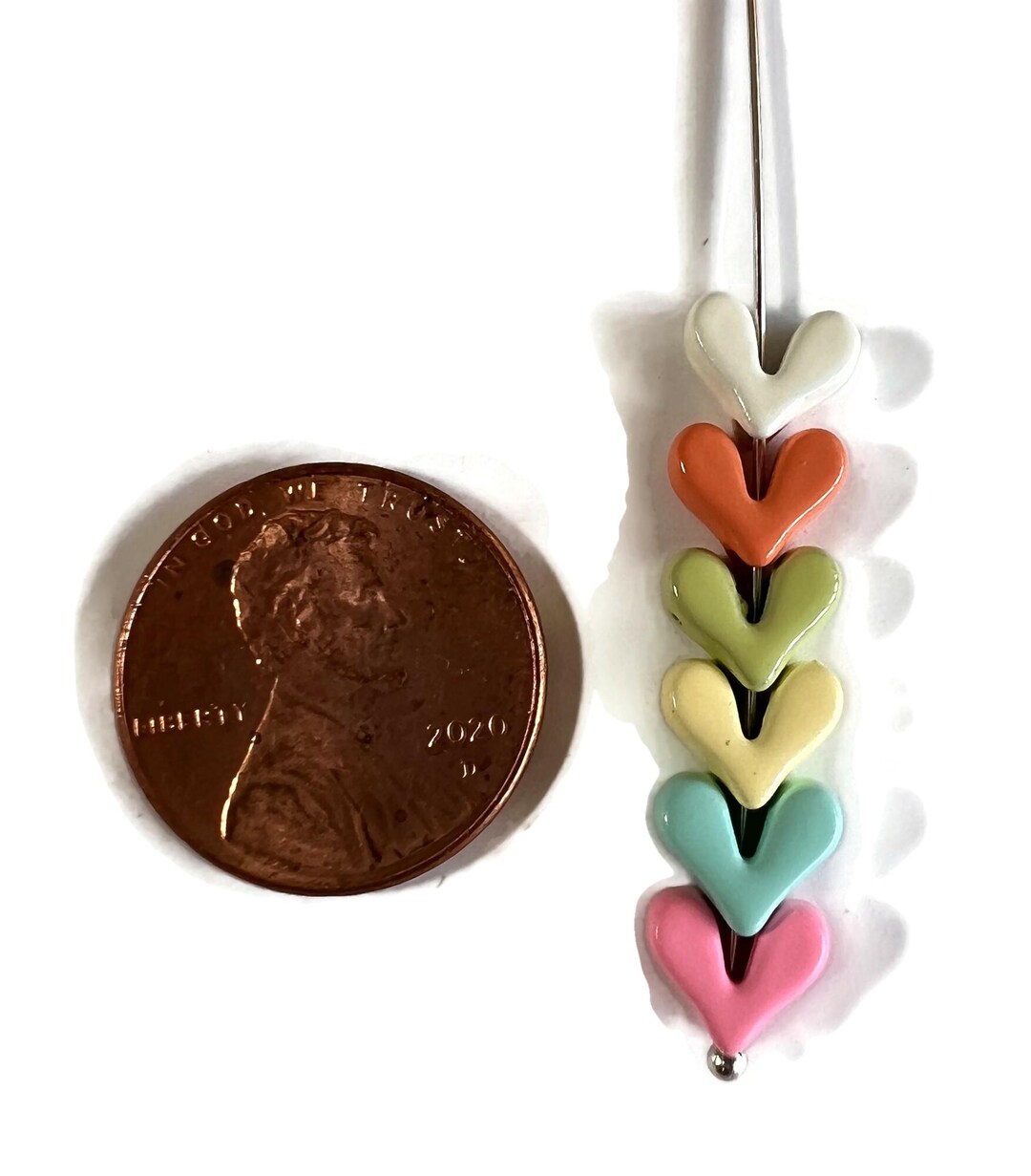 6 Beads, Colorful Heart Bead Charms - Etsy