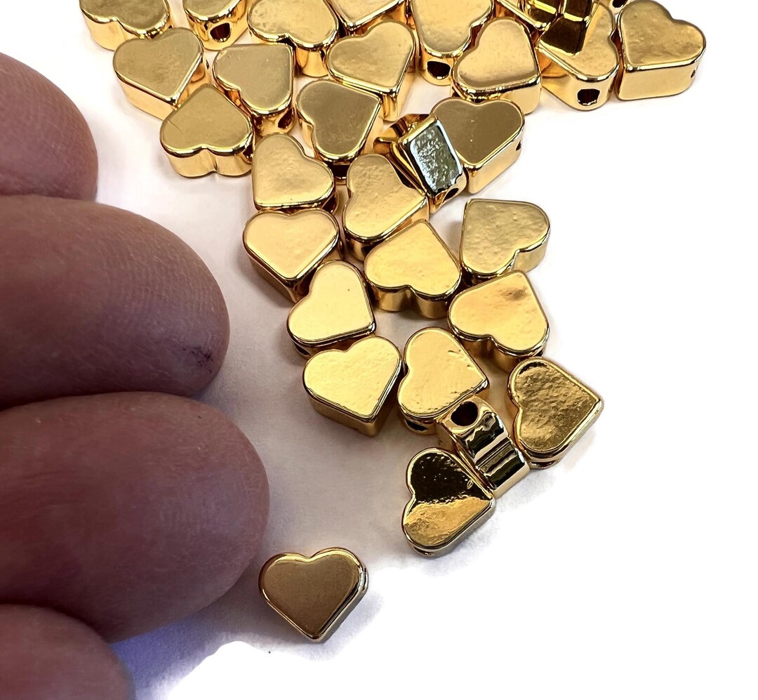 10 Gold Heart Slide Charms - Etsy