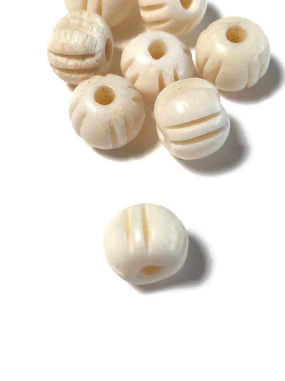 10 Carved Bone Bead | Etsy