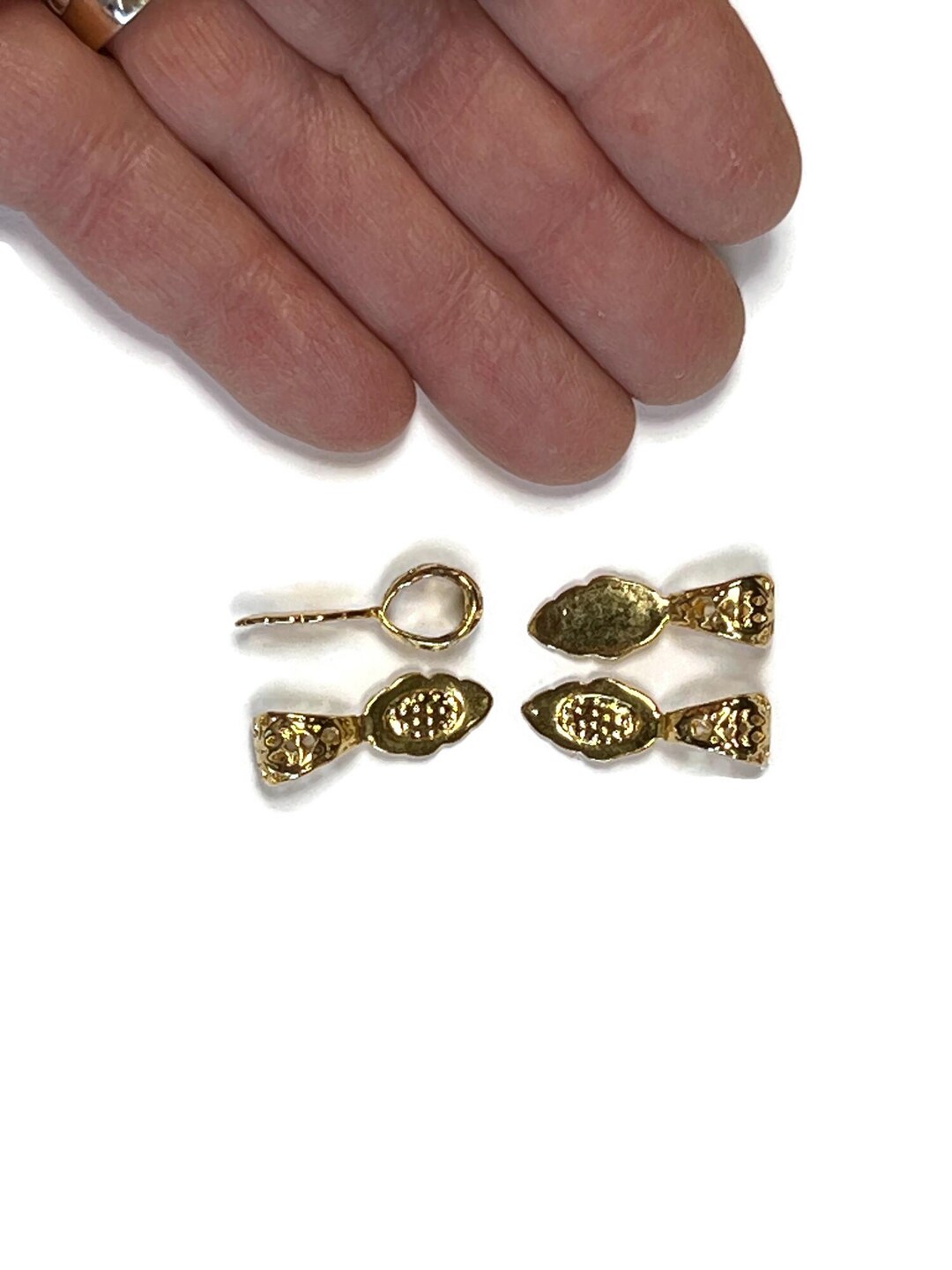 4 , Fancy Gold Plated Glue on Bails - Etsy
